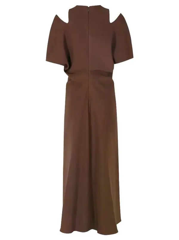 Federica Tosi Cold-shoulder Flared Midi Dress - Brown