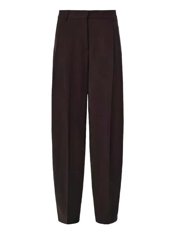 Andamane Pleated Tapered Trousers - Brown