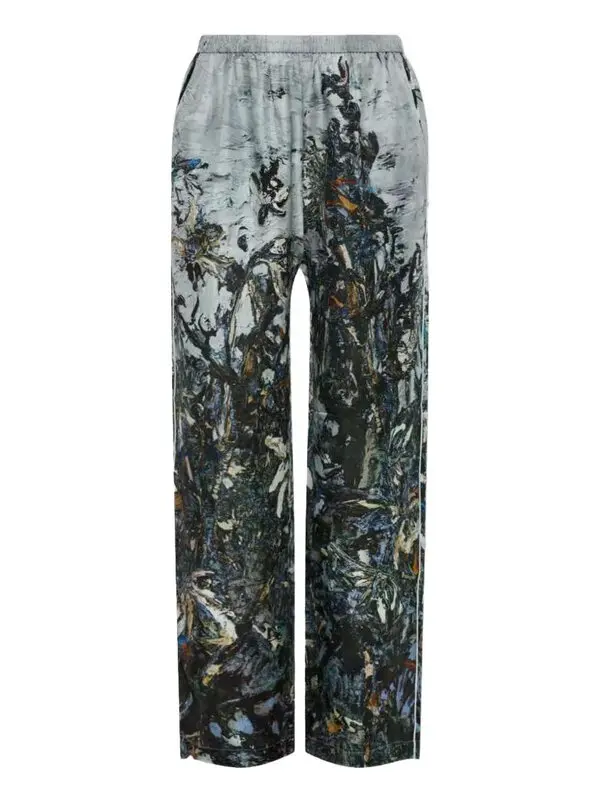 Munthe Abstract Print Silk Trousers - Grey