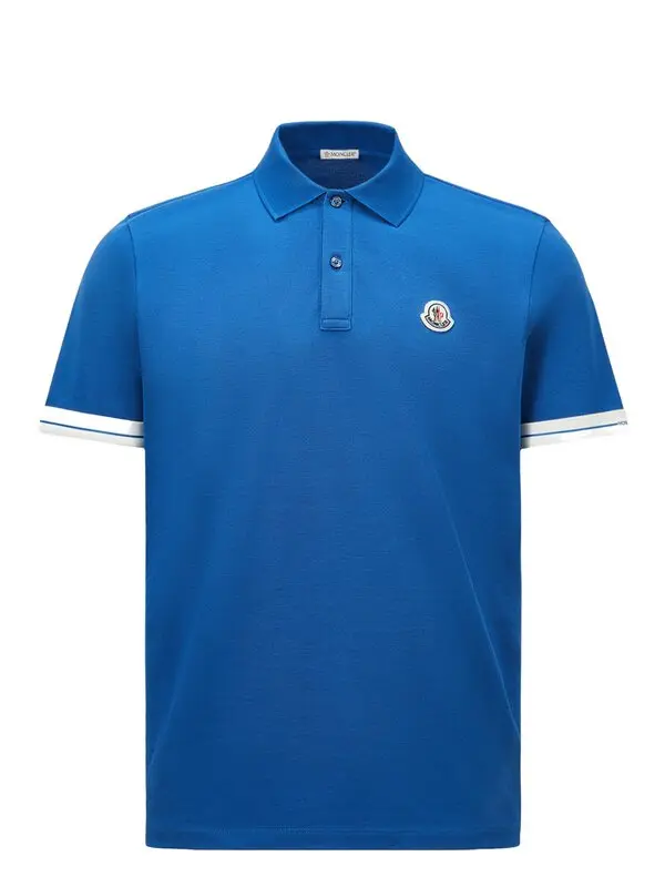 Moncler Logo Cotton Piquet Polo Shirt - Dark Blue
