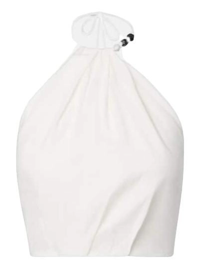 SIR. Halterneck Cotton Top With Bow Detail - White