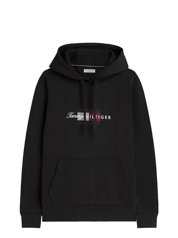 Tommy Hilfiger Logo-print Drawstring Hoodie - Black