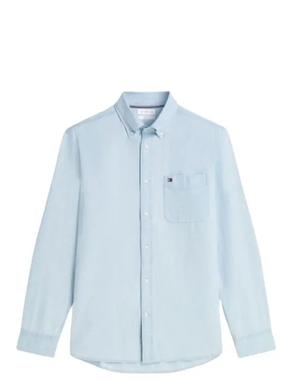 Tommy Hilfiger Button-down Chest-pocket Shirt - Light Blue