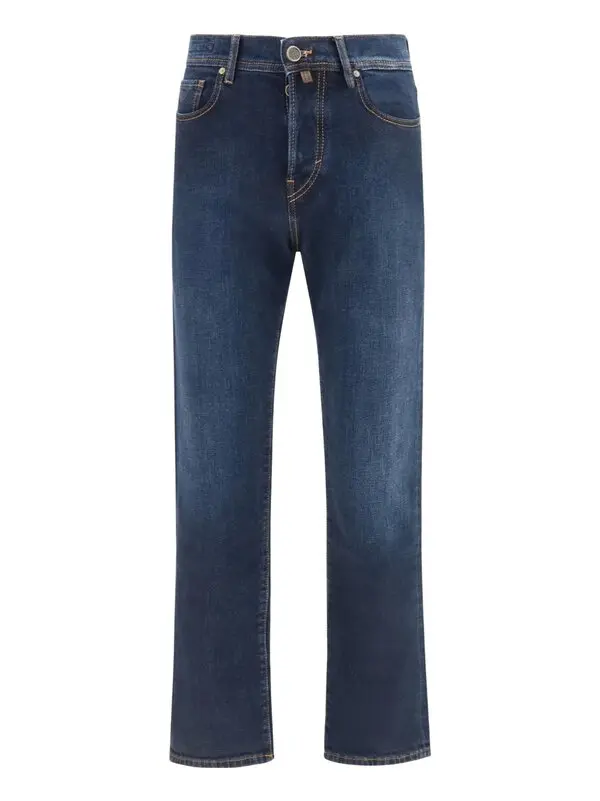Jacob Cohen Logo Patch Straight Leg Jeans - Blue