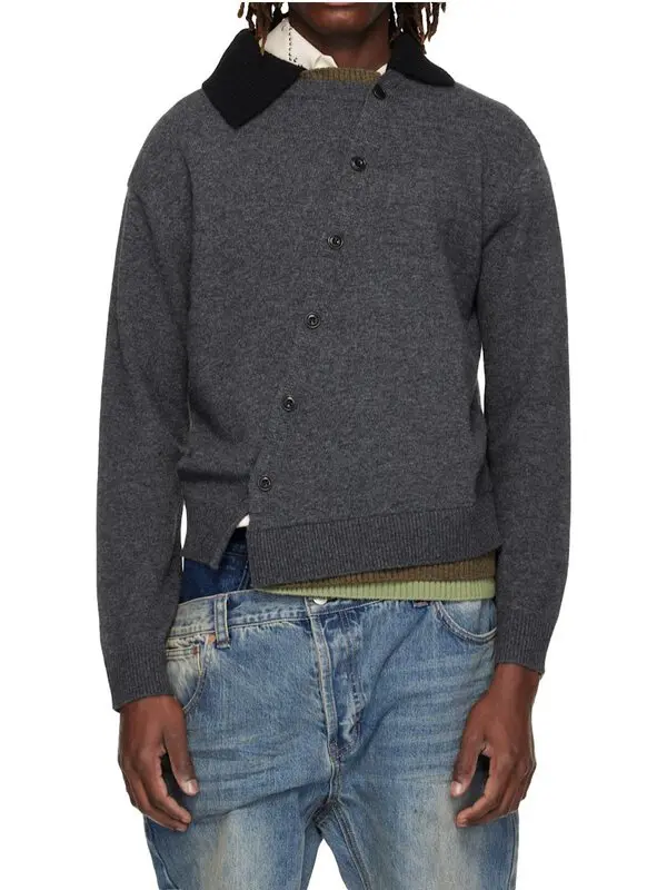 Andersson Bell Layered Collar Cardigan - Charcoal-grey