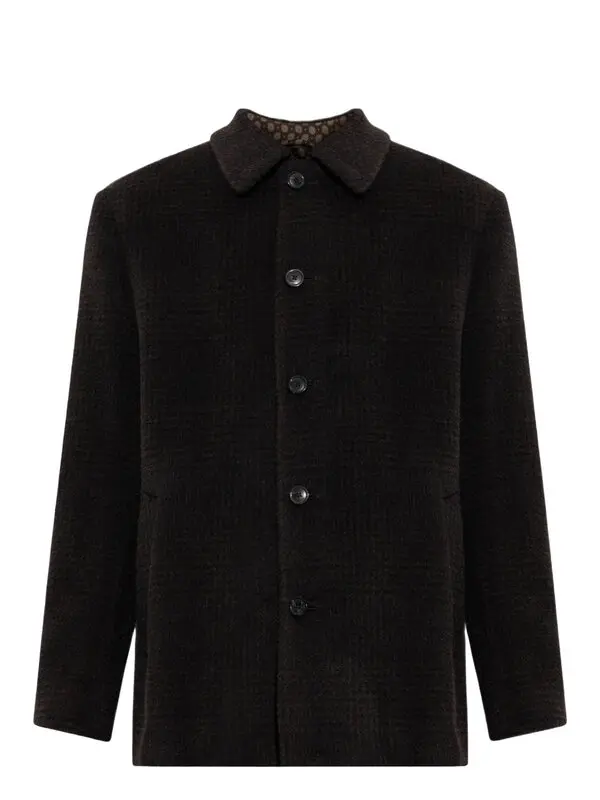 Etro Checked Button-front Jacket - Black