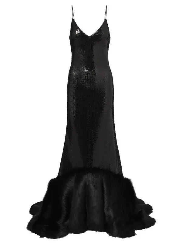 David Koma Sequined Gown - Black