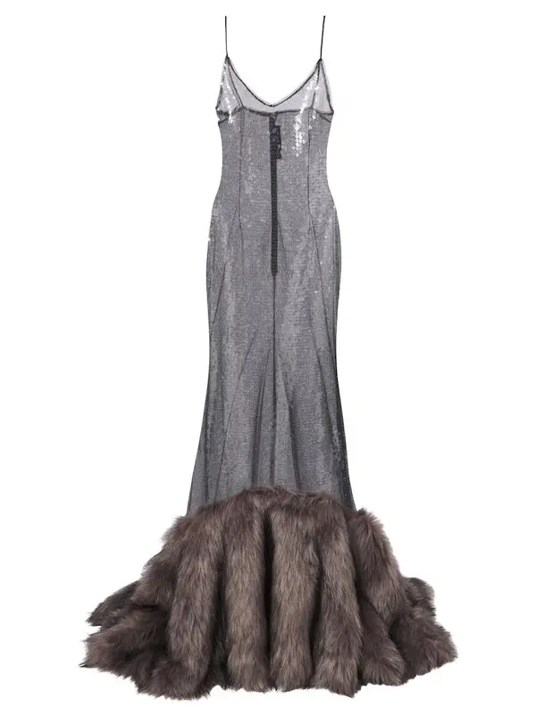 David Koma Sequined Maxi Gown - Grey