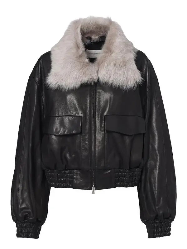 Nour Hammour Shearling-trimmed Leather Blouson Jacket - Black