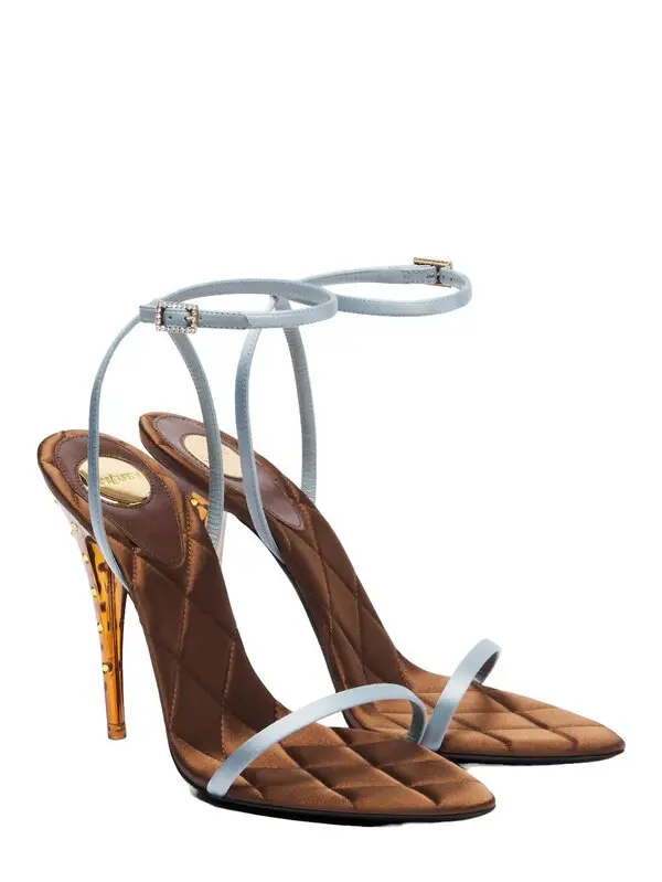 Saint Laurent Embellished Quilted Satin Sandals - Multicoloured
