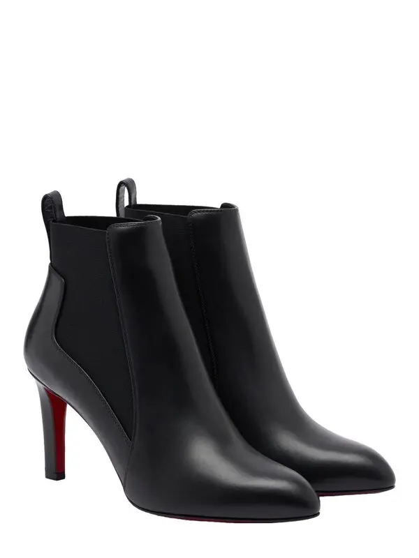 CHRISTIAN LOUBOUTIN Leather Pointed Toe Zip Up Ankle Boots - Black