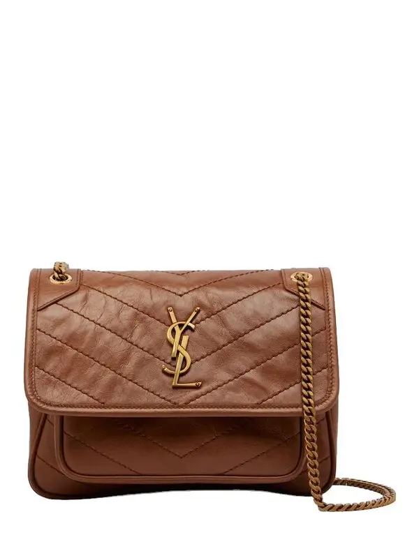 Saint Laurent Niki Small Leather Shoulder Bag - Brown
