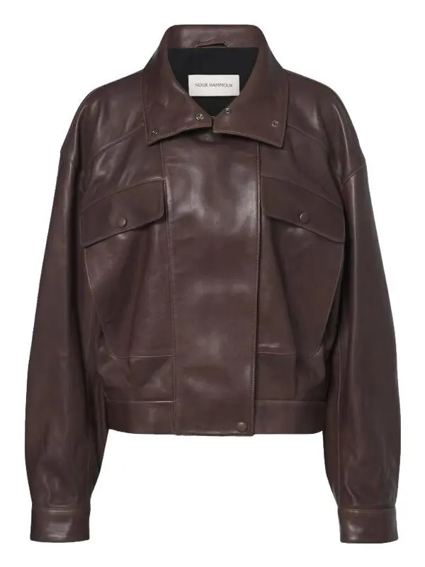 Nour Hammour Quincy Leather Blouson Jacket - Brown