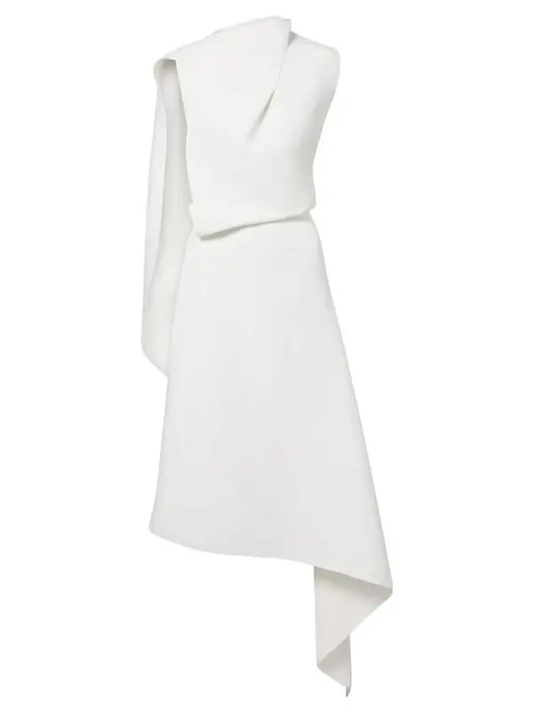 Maticevski Asymmetric Draped Midi Dress - White