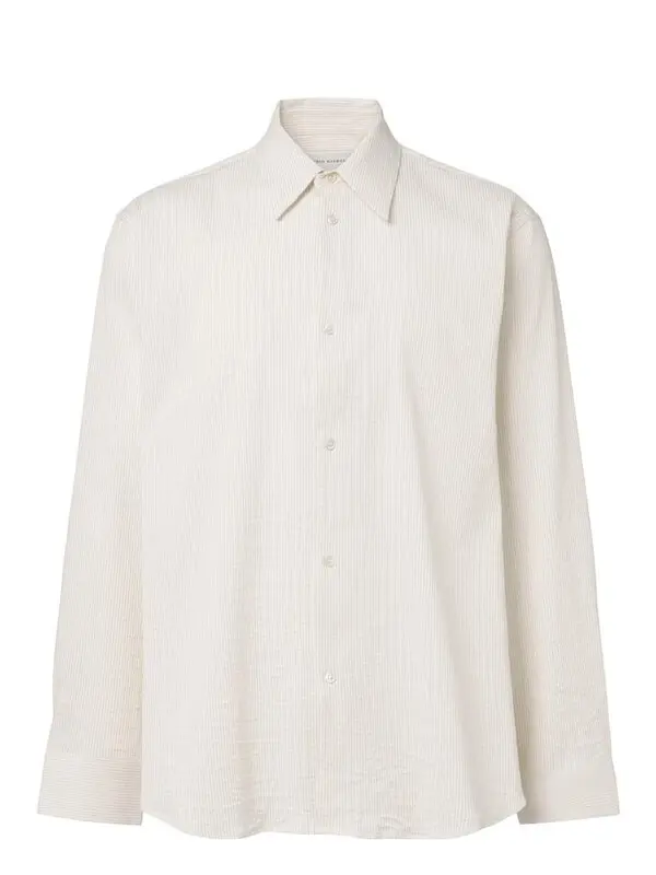 Studio Nicholson View Striped Cotton And Linen Shirt - White