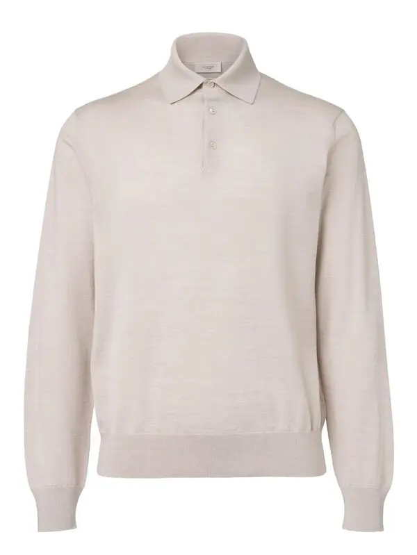 Agnona Wool, Silk And Cashmere Polo Sweater - Beige