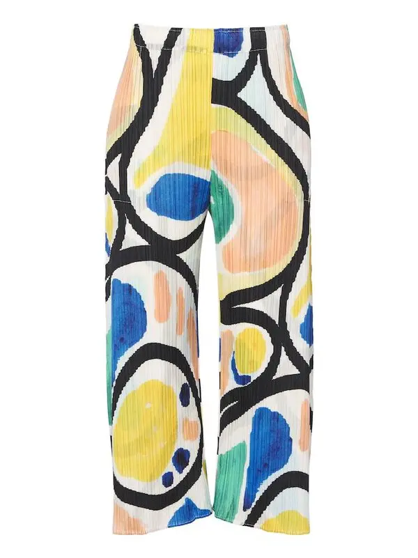 Issey Miyake Printed Pleated Wide-leg Pants - Multicoloured