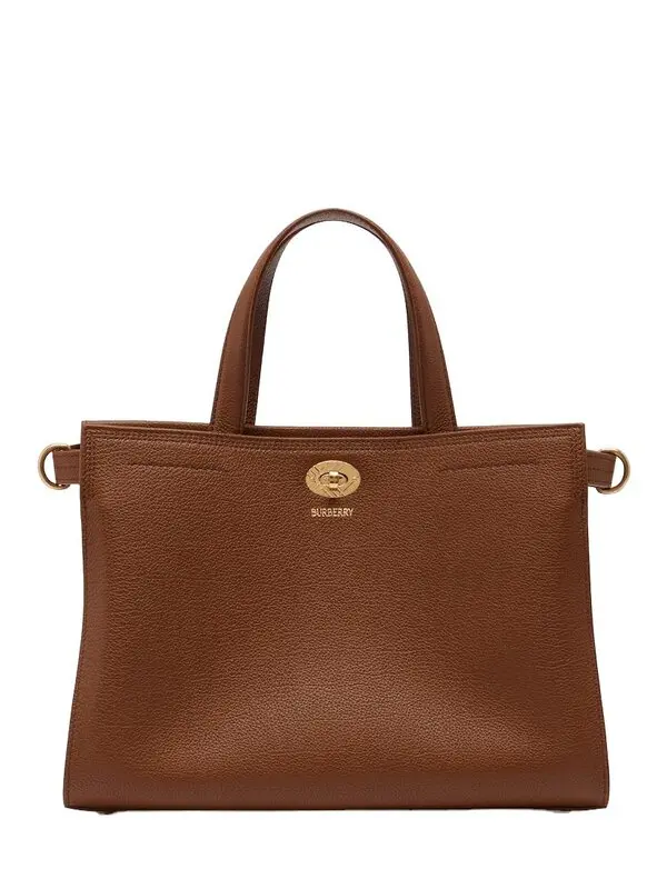 Burberry Cotswolds Check Small Leather Tote Bag - Brown