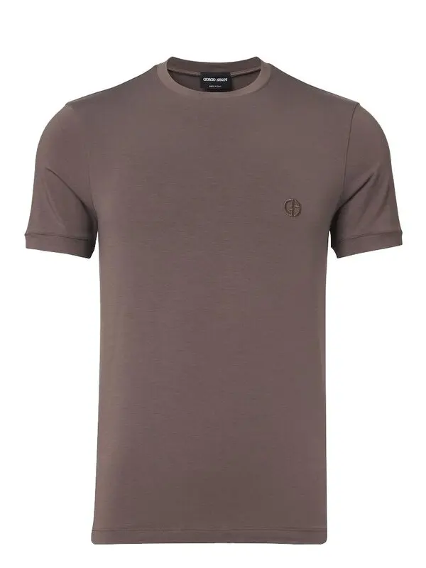 Giorgio Armani Logo Jersey T-shirt - Brown