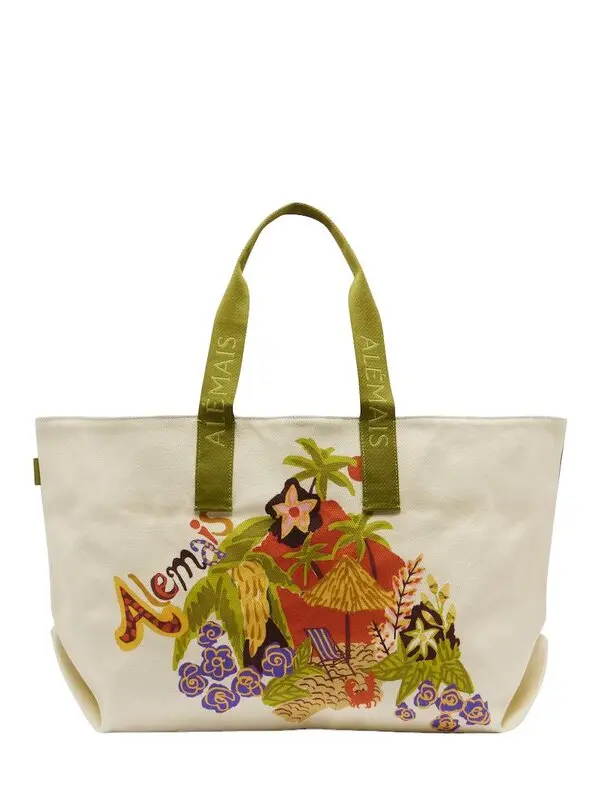 ALEMAIS Printed Cotton Canvas Tote Bag - Multicoloured