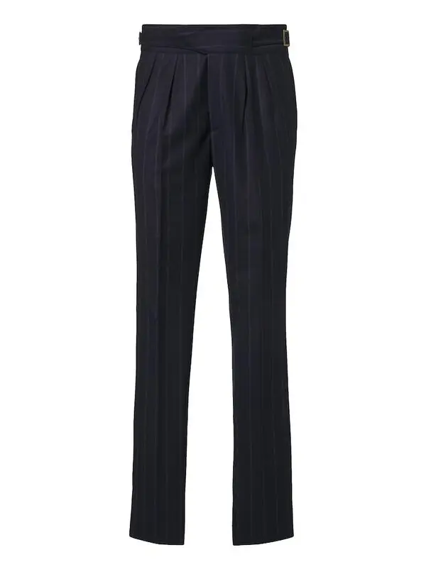 Rubinacci Striped Virgin Wool Straight-leg Trousers - Blue
