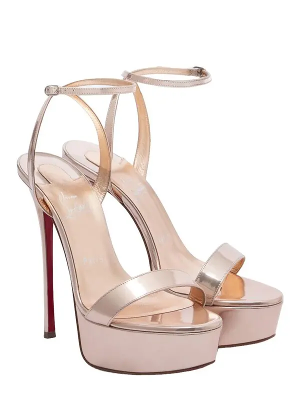 CHRISTIAN LOUBOUTIN Loubi Queen Alta Leather Platform Sandals - Metallic