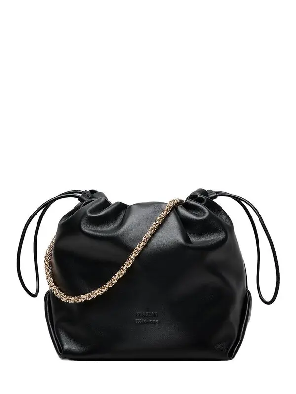 Scanlan Theodore Leather Drawstring Bag With Chain Strap - Black