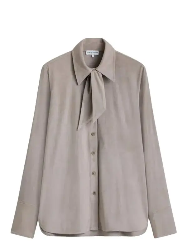 Scanlan Theodore Faux-suede Shirt With Cravat Tie - Stone
