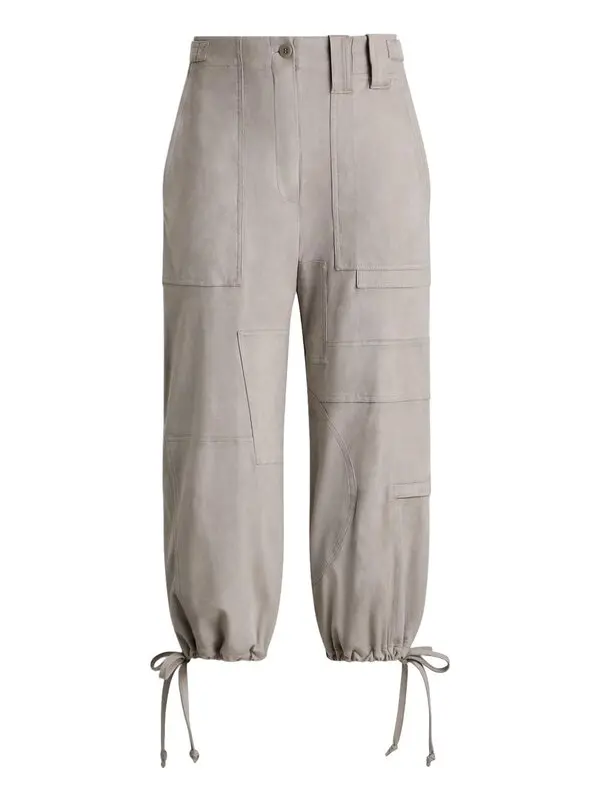 Scanlan Theodore Faux-suede Crop Cargo Trousers - Stone