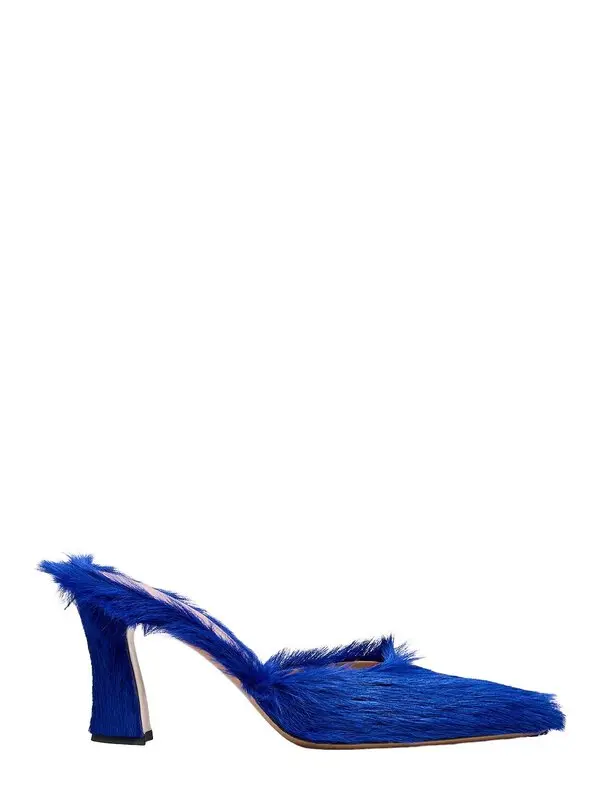 Scanlan Theodore Mules With Pointed Toe And Textured Calf Hair - Cobalt
