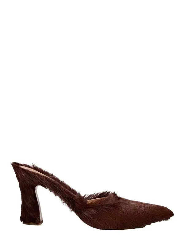 Scanlan Theodore Mules With Pointed Toe And Textured Calf Hair - Dark.spice