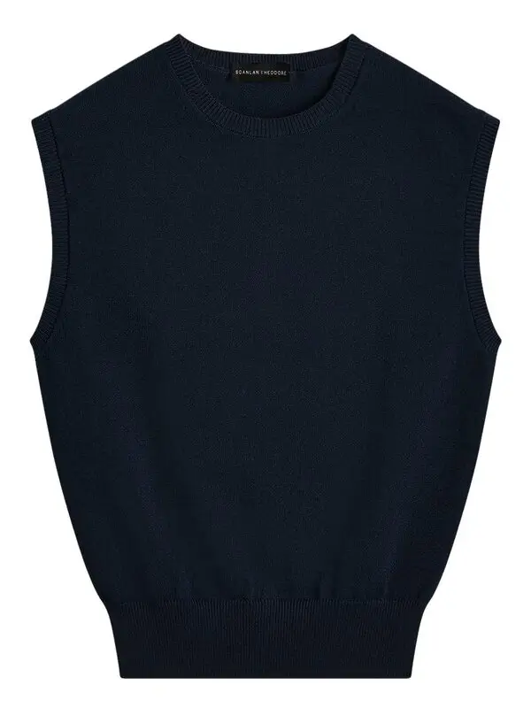 Scanlan Theodore Crepe Knit Jersey Tank - Navy