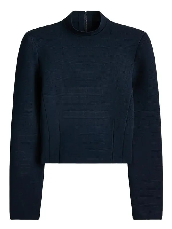 Scanlan Theodore Crepe Knit Shoulder Pad Top - Navy