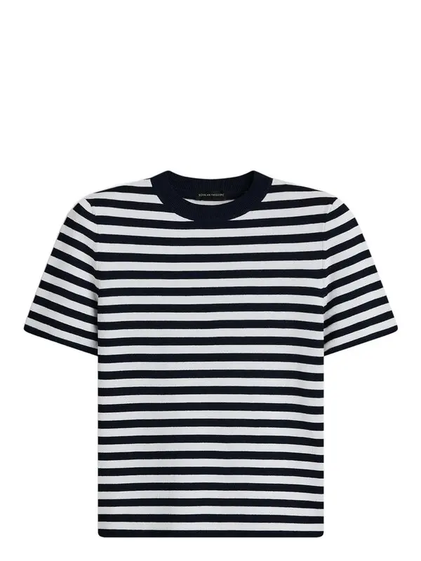 Scanlan Theodore Crepe Knit Stripe T-shirt - Navy