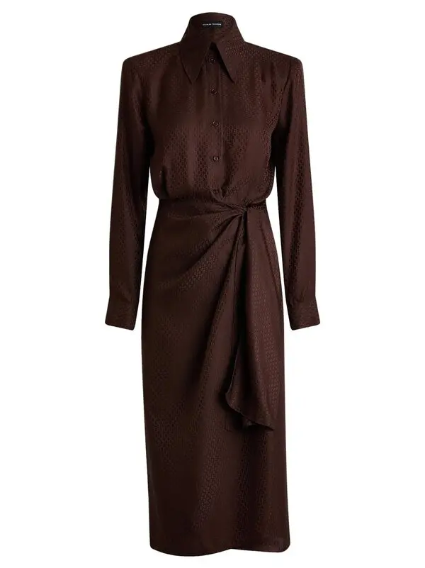 Scanlan Theodore Silk Chain Jacquard Wrap Midi Dress - Dark.spice