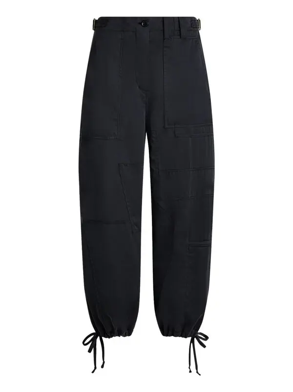 Scanlan Theodore Sueded Silk Cropped Cargo Trousers - Black