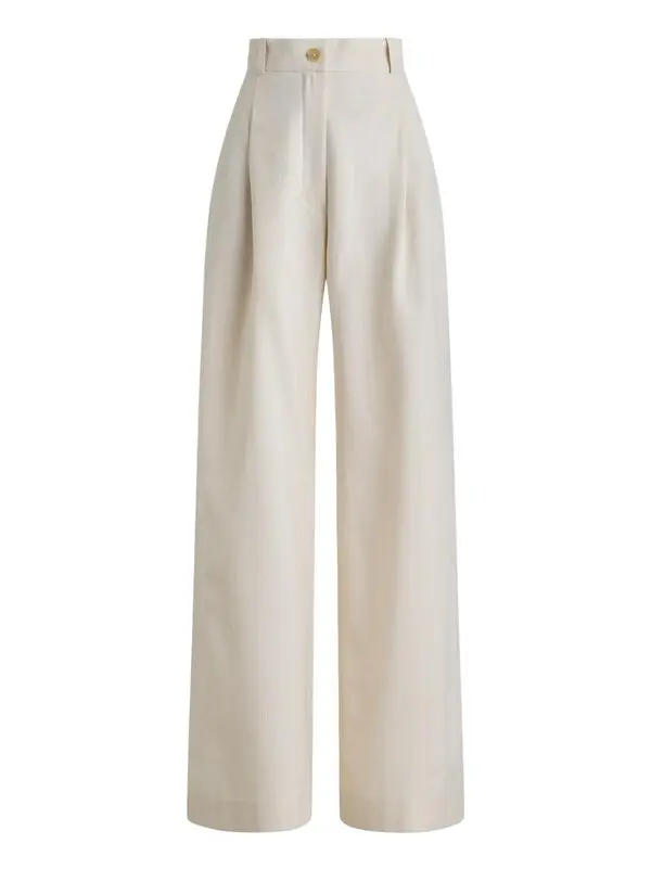 Scanlan Theodore Italian Textured Wide Leg Trousers - Alabaster