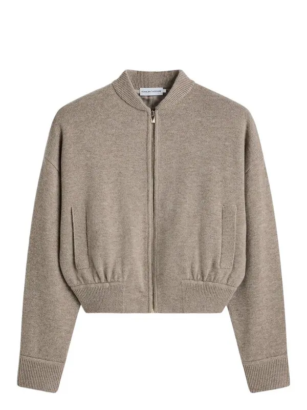 Scanlan Theodore Cashmere Wool Crew Bomber - Wheat
