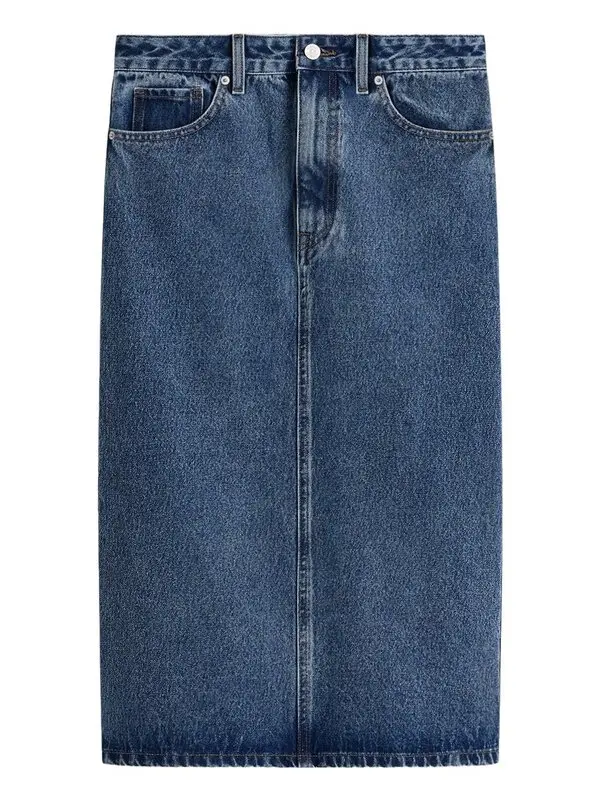 Scanlan Theodore Denim Mid Waist Pencil Skirt - Jb.washed.indigo