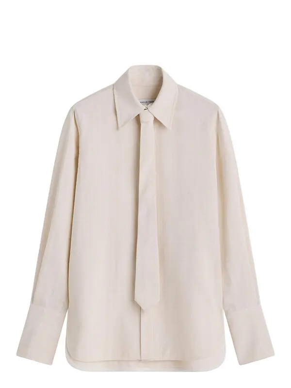 Scanlan Theodore Italian Textured Tie Shirt - Alabaster
