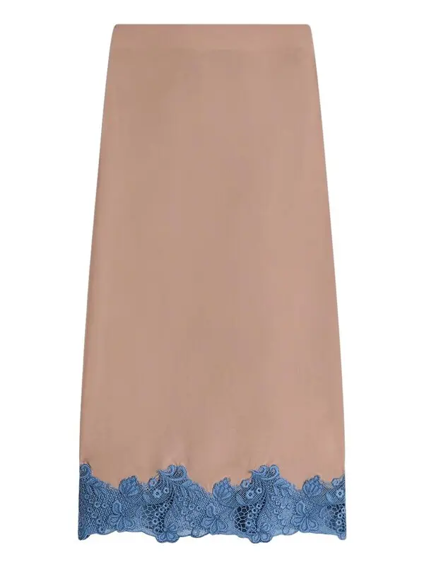 Scanlan Theodore Lace Trim Silk Skirt - Denim