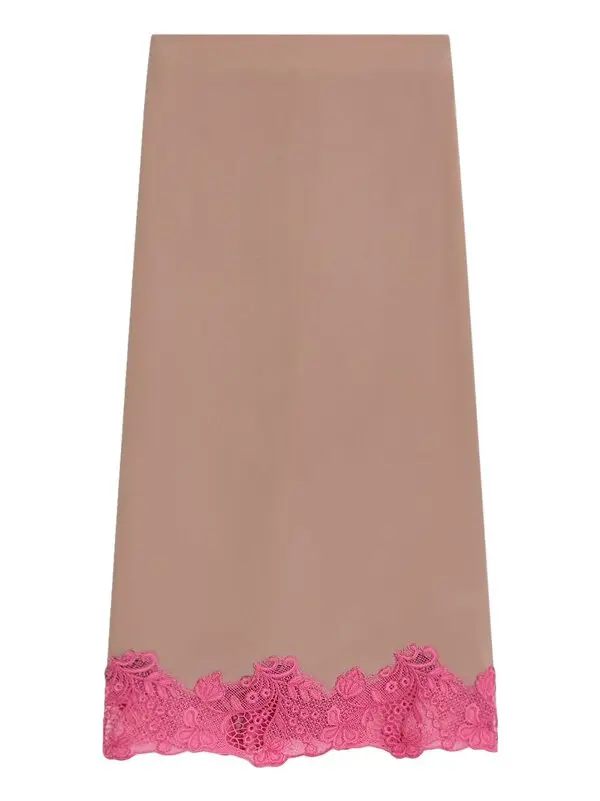 Scanlan Theodore Lace Trim Silk Midi Skirt - Pink