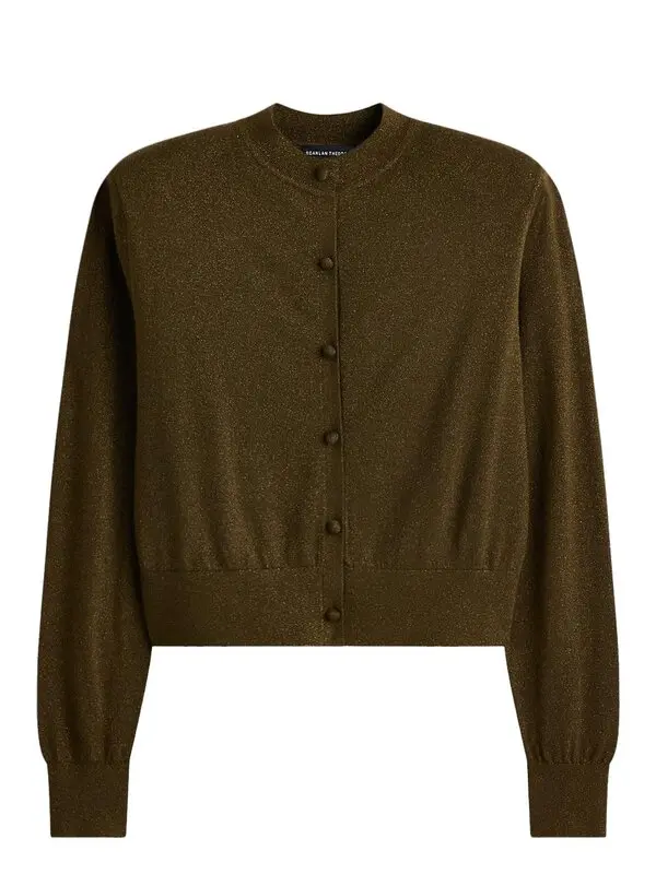 Scanlan Theodore Tinsel Shoulder Pad Cardigan - Khaki