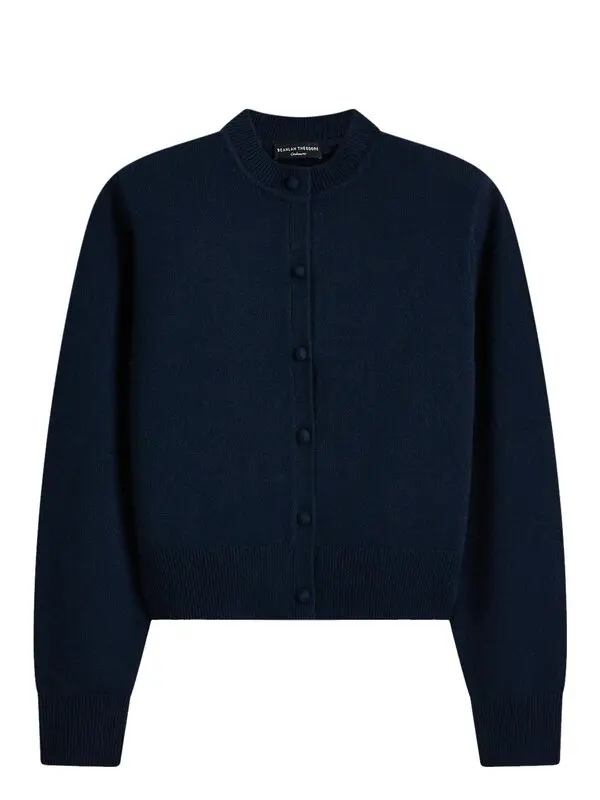 Scanlan Theodore Cashmere Shoulder Pad Cardigan - Navy