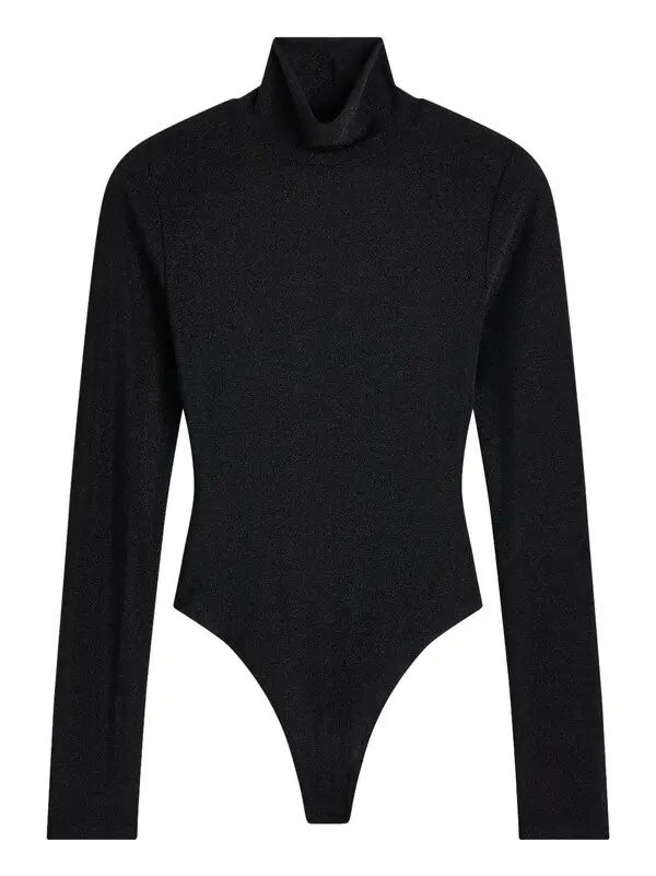 Scanlan Theodore Turtleneck Bodysuit With Lurex Knit - Black