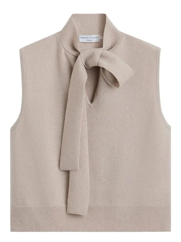 Scanlan Theodore Cashmere Tie Neck Sleeveless Tank - Tuile