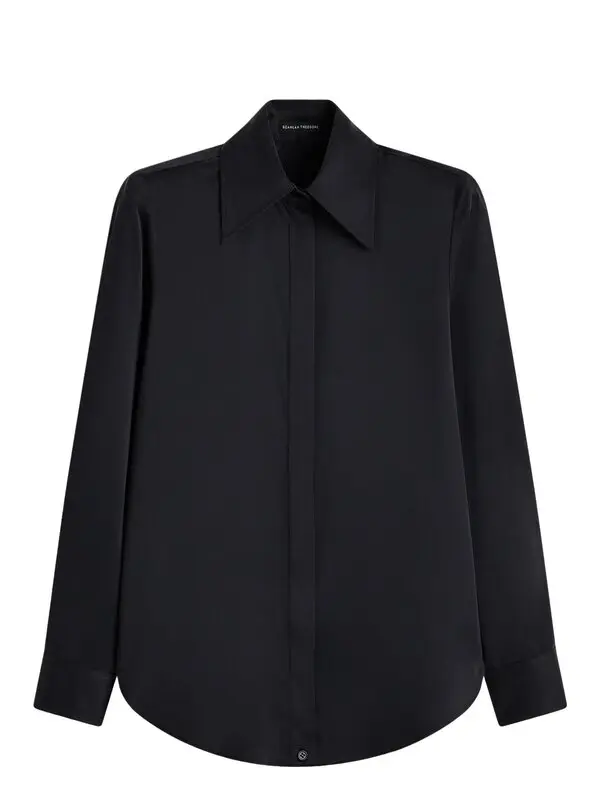 Scanlan Theodore Sueded Silk Shirt With Shoulder Pad Detail - Black