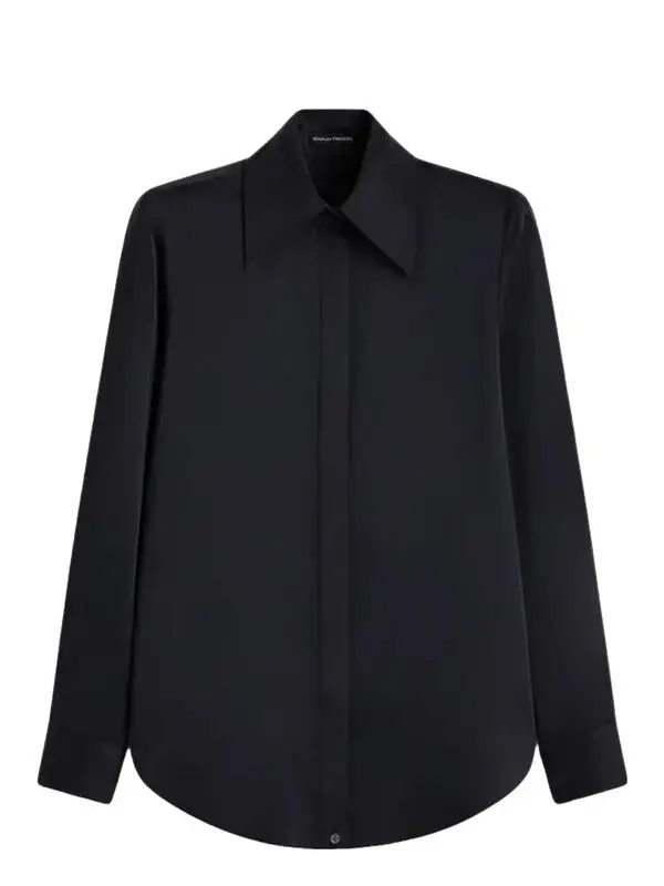 Scanlan Theodore Sueded Silk Shirt With Shoulder Pad Detail - Black