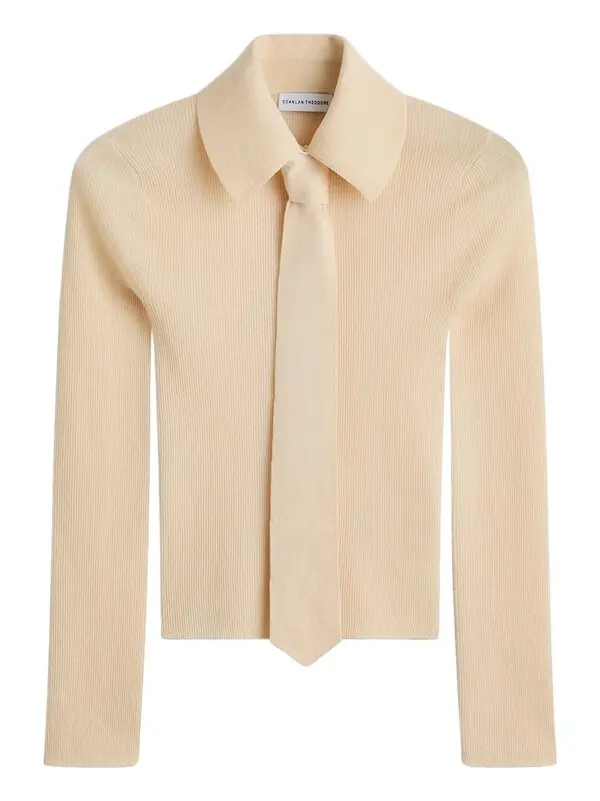 Scanlan Theodore Ribbed Knit Tie Shirt - Cream