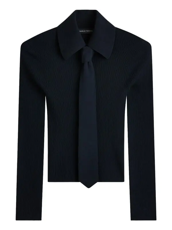Scanlan Theodore Ribbed Knit Tie Shirt - Navy